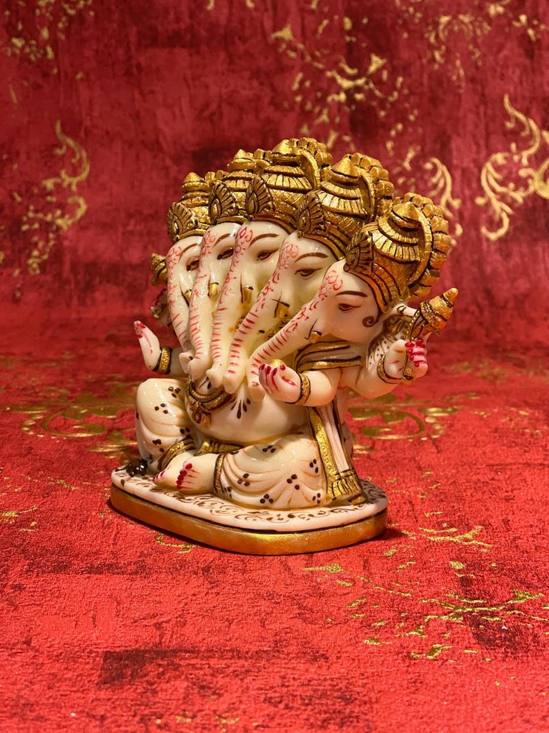 5" Ganesh Five Face Painting - Divine Five-faced Lord Ganesha Artwork ...