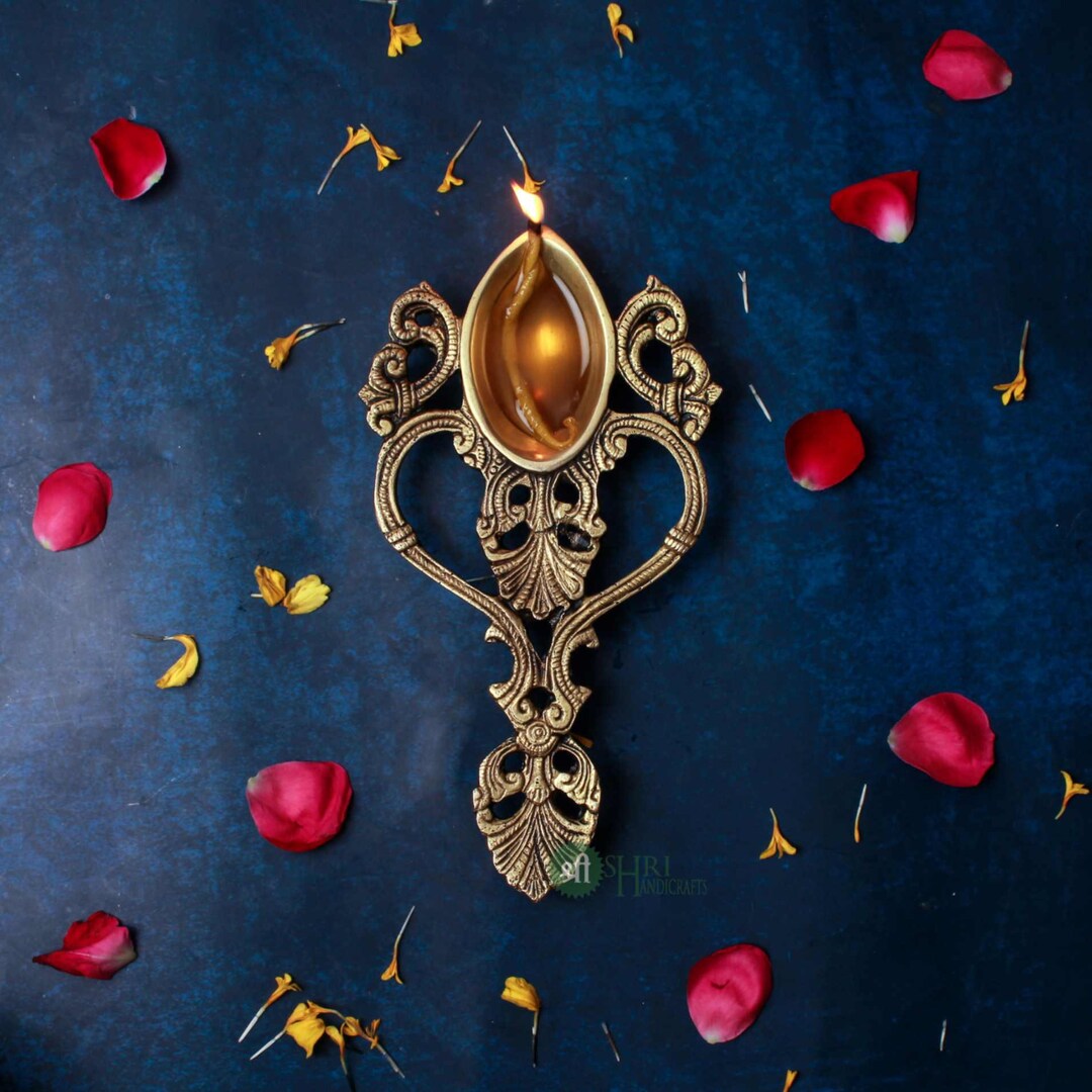 Brass Deepak – Handcrafted Oil Lamp for Temple, Spiritual Ceremonies ...
