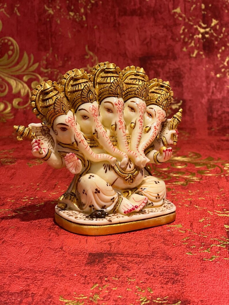 5" Ganesh Five Face Painting - Divine Five-faced Lord Ganesha Artwork ...