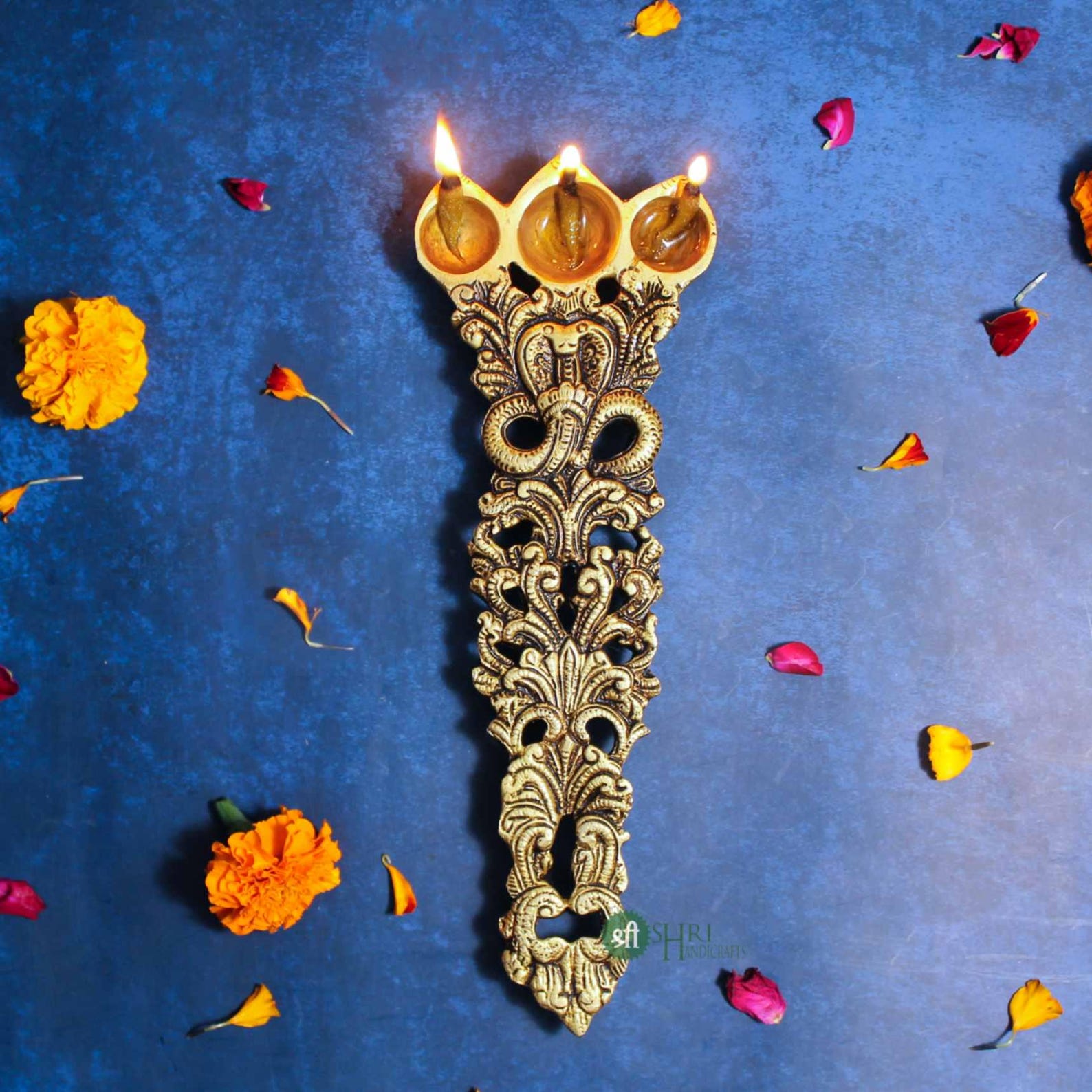10-inch Brass Aarti Spoon – Traditional Oil Dispenser for Rituals, Puja ...