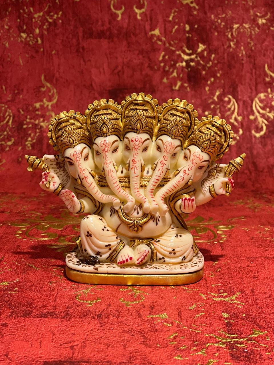 5" Ganesh Five Face Painting - Divine Five-faced Lord Ganesha Artwork ...