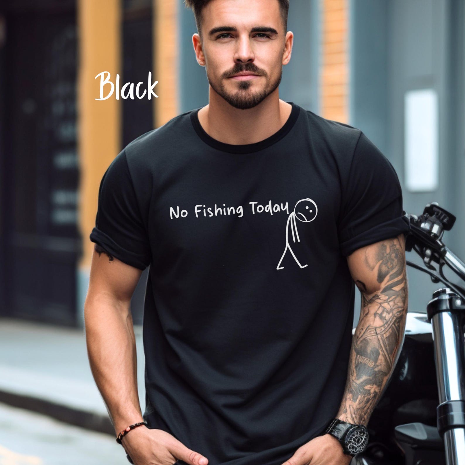 Sad Stick Figure No Fishing Today T-shirt, Gift for Fisherman, Sport ...