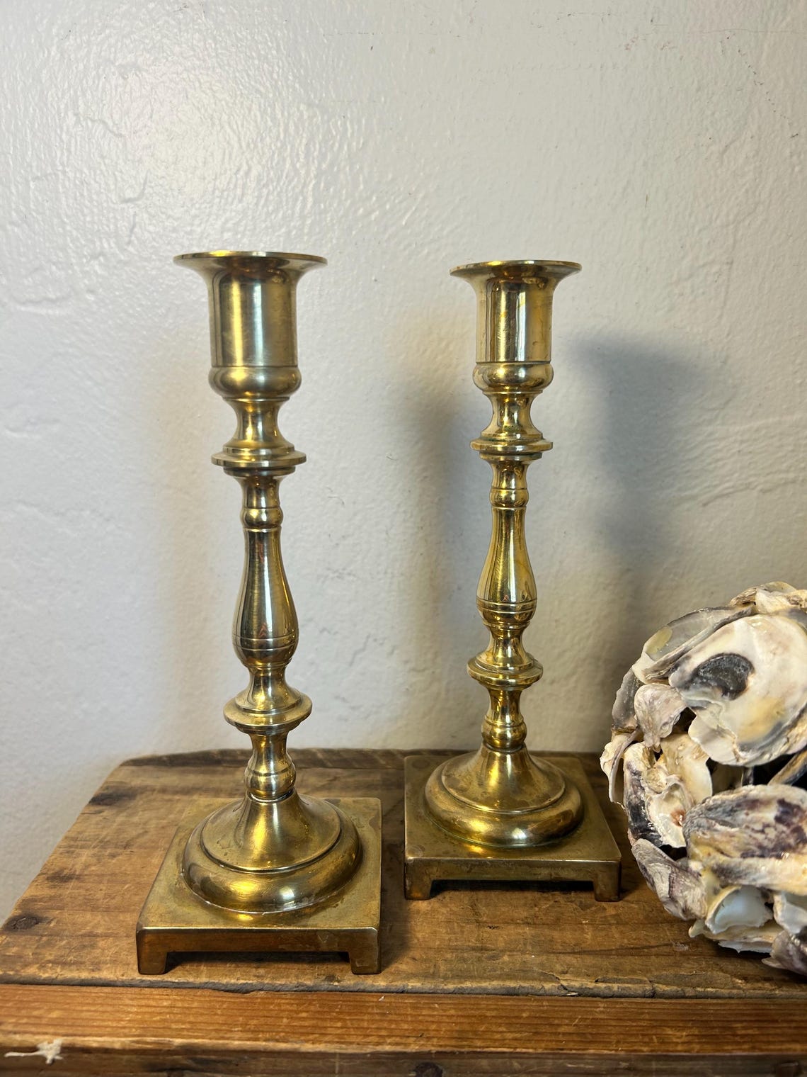 Pair of Vintage Brass Candlesticks, Table Centerpiece Styling, Hostess ...