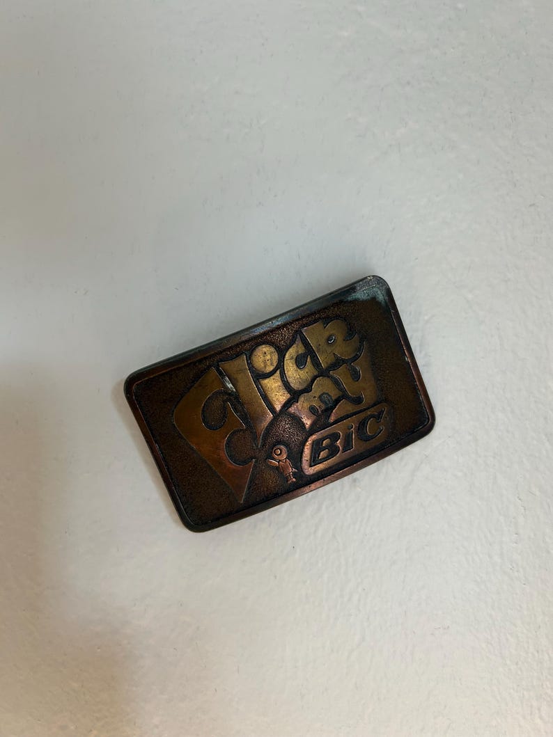 Vintage Metal Flick My Bic Belt Buckle: 1970s Promotional Bic Lighter ...
