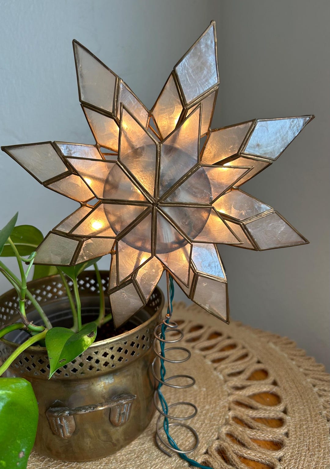 Vintage Lighted Capiz Shell Tree Topper - Etsy