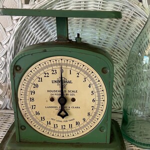 Vintage Enamel Green Household Scale: Retro Kitchen Decor - Etsy