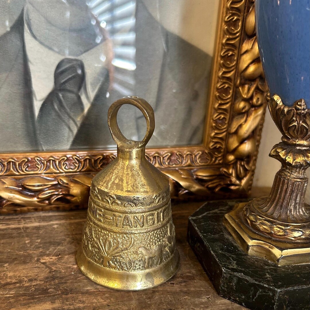 Vintage Engraved Brass Sanctuary Bell: Boho Eclectic Home Decor - Etsy