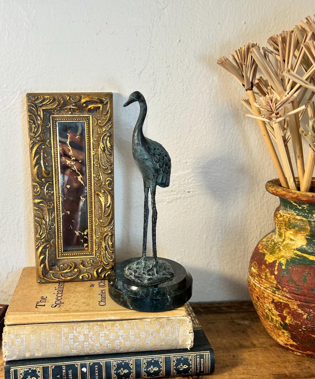 Vintage Bronze Crane Statuette on Marble Base: SPI San Francisco - Etsy