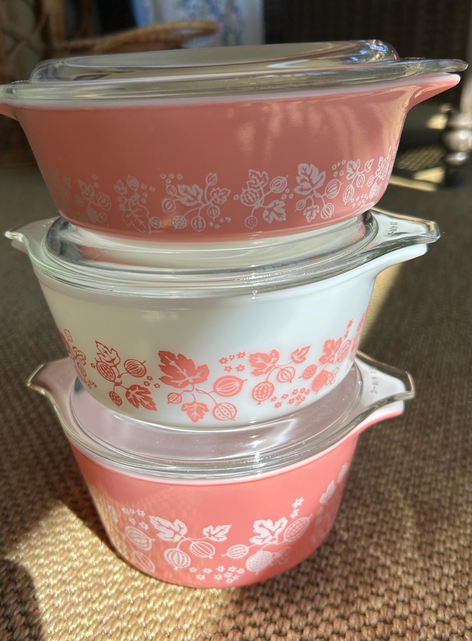 Pyrex Pink Gooseberry Covered Casseroles, Pink Pyrex, Vintage Pyrex ...