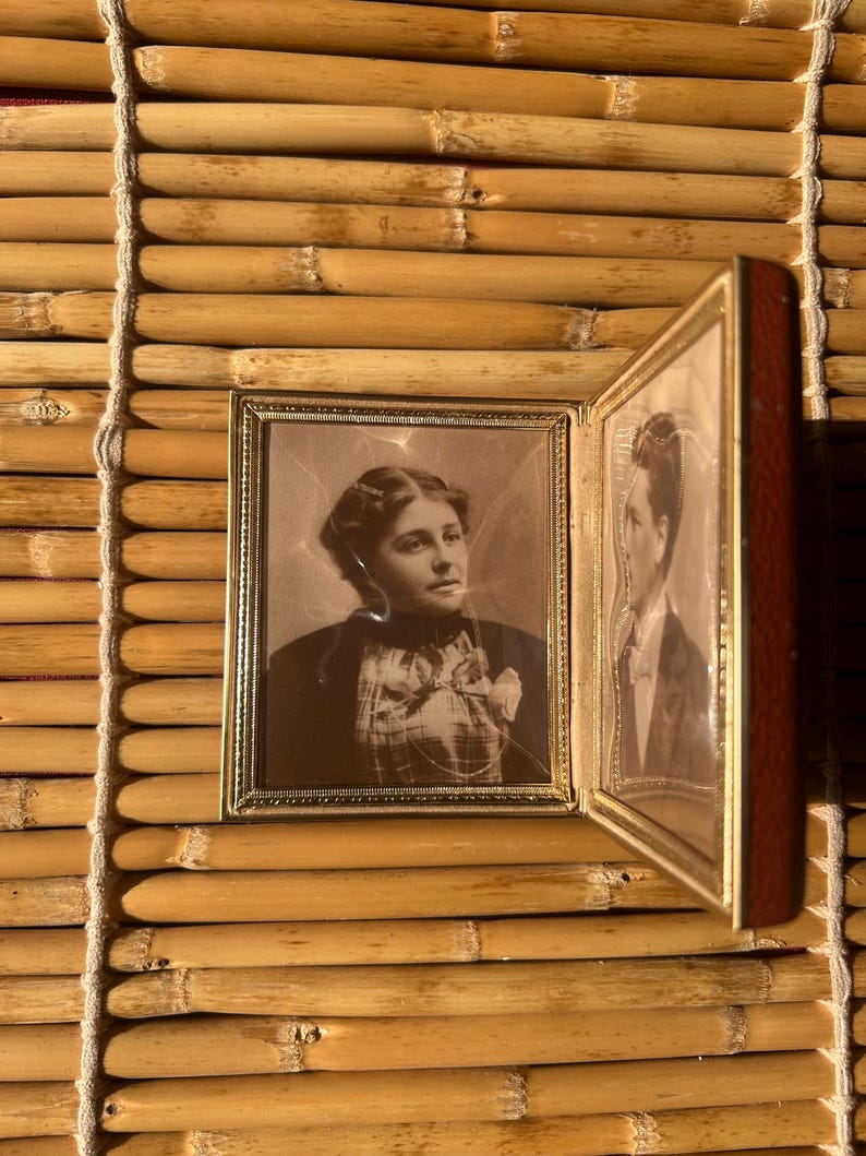 Vintage Folding Double Picture Frame: Black and White Portraits - Etsy