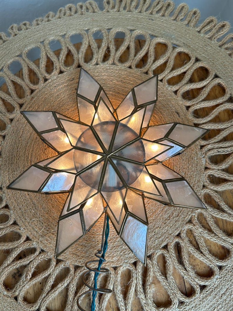Vintage Lighted Capiz Shell Tree Topper - Etsy