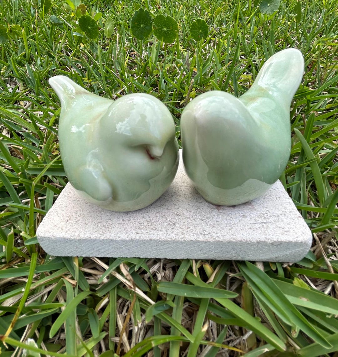 Charming Vintage Ceramic Birds, Signed Handmade Pottery, Gift for Mom ...