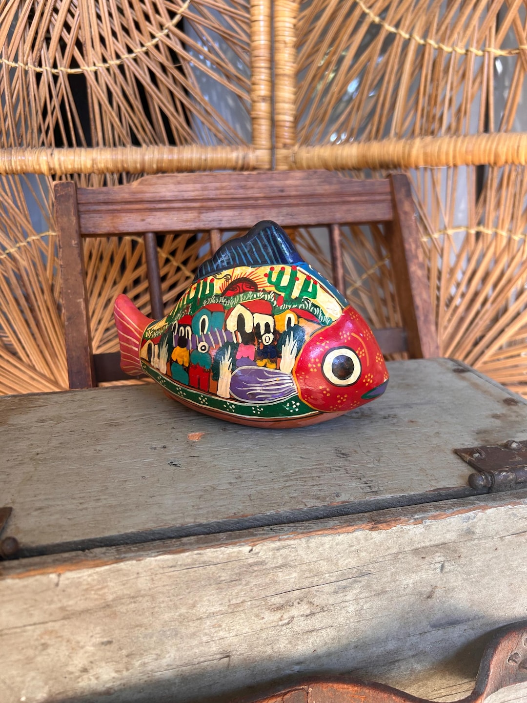 Colorful Hand-painted Terracotta Big Eyed Fish: Mexican Folk Art - Etsy