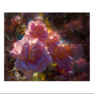 Pink English Roses Wall Art Print - Floral Painting for Garden and ...