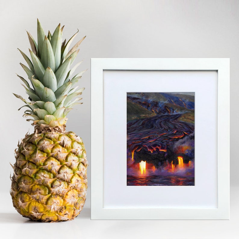 Framed Kilauea Volcano Art Print of Hawaii Landscape Painting - Etsy