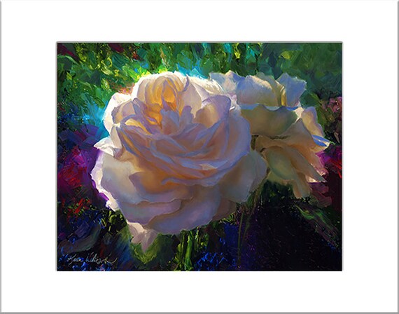 English Rose Wall Art Print of White Flower a Floral Themed | Etsy