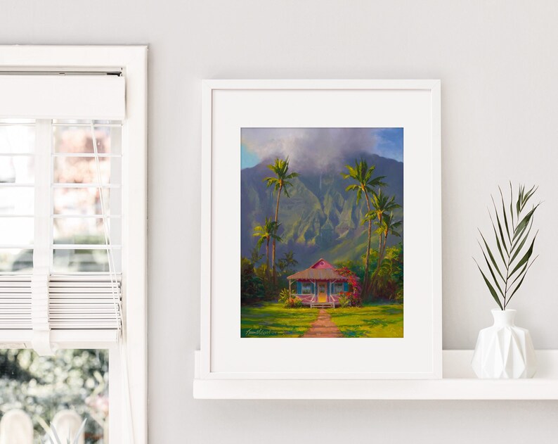 Framed Hawaii Painting Art Print of Kauai Landscape With - Etsy