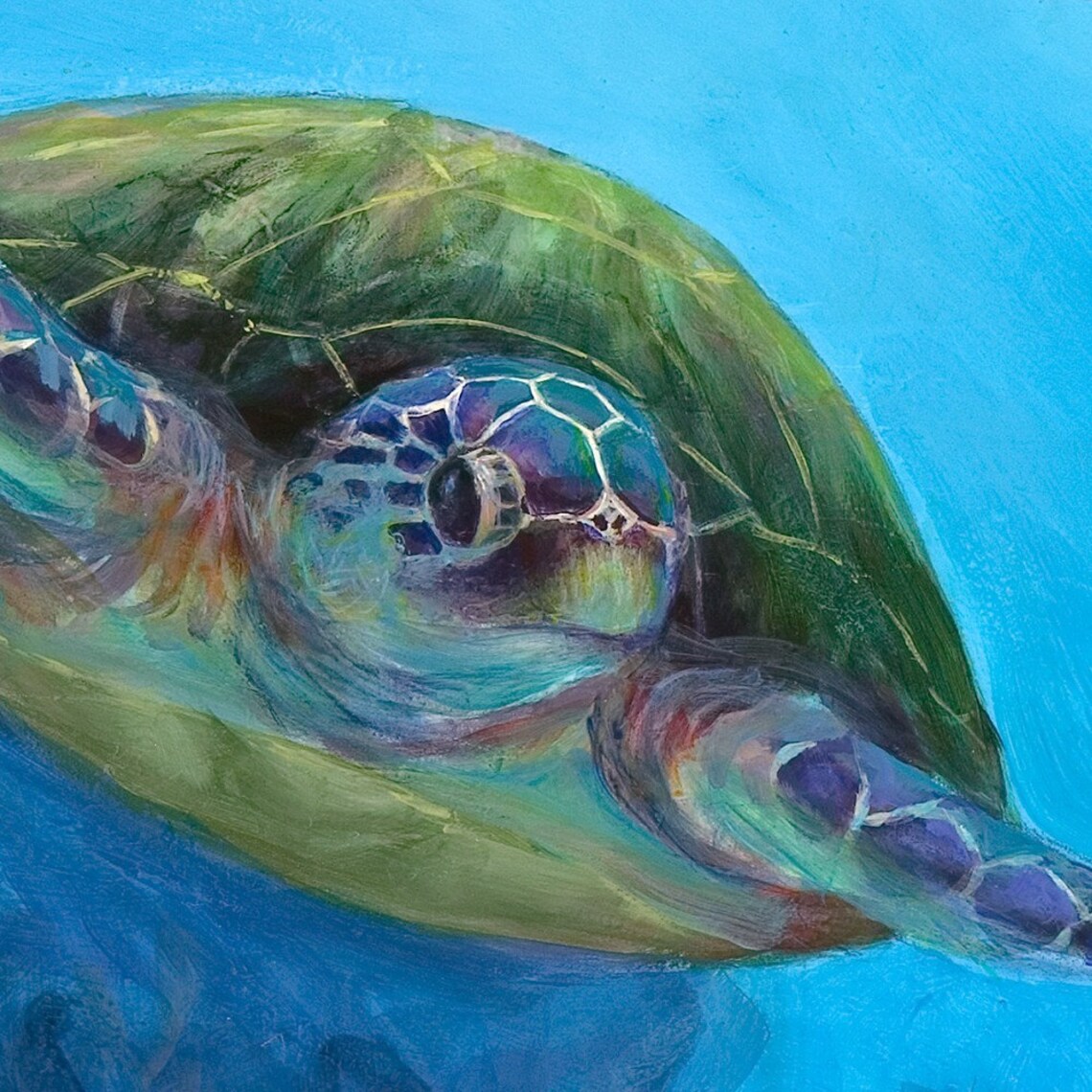 Sea Turtle Wall Art Print of Ocean Painting With Tropical | Etsy
