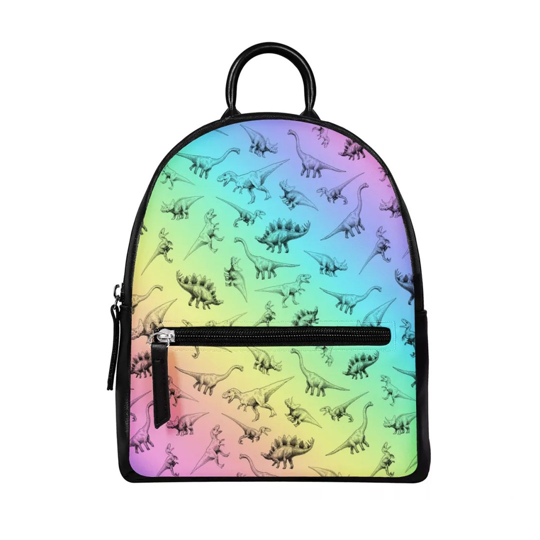 Dinosaur Backpack Purse for Women and Girls Vegan Leather White ...