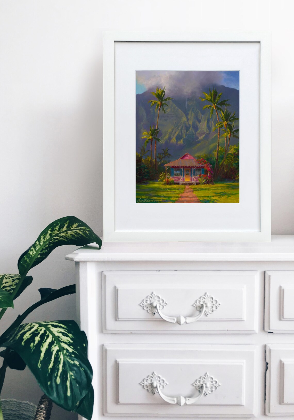 Framed Hawaii Painting Art Print of Kauai Landscape With - Etsy