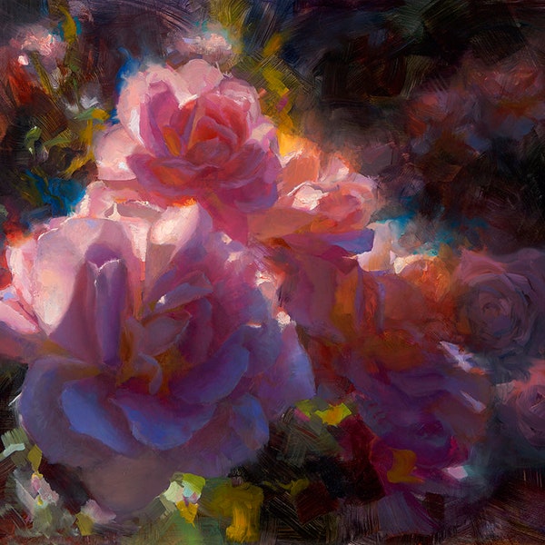 Pink Roses Art - Etsy
