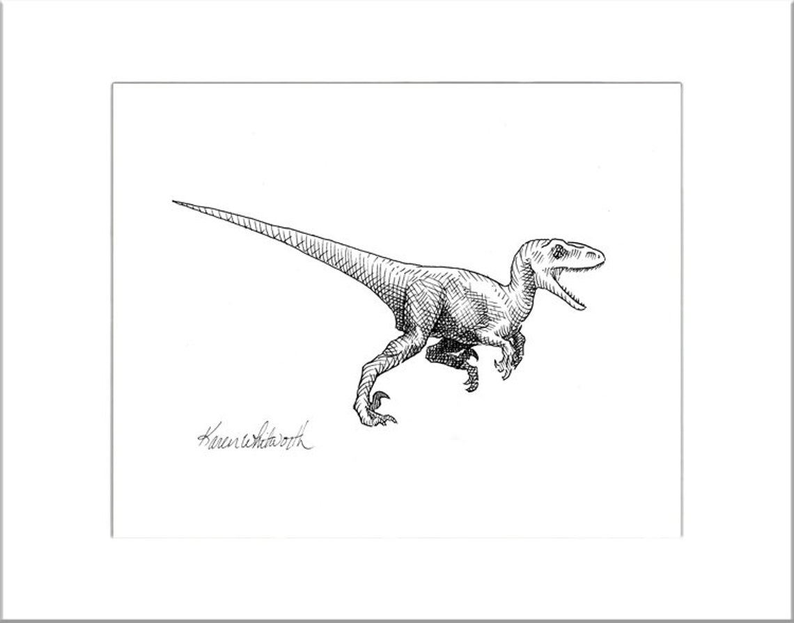 Raptor Dinosaur Decor Drawing Wall Art Prints Velociraptor - Etsy