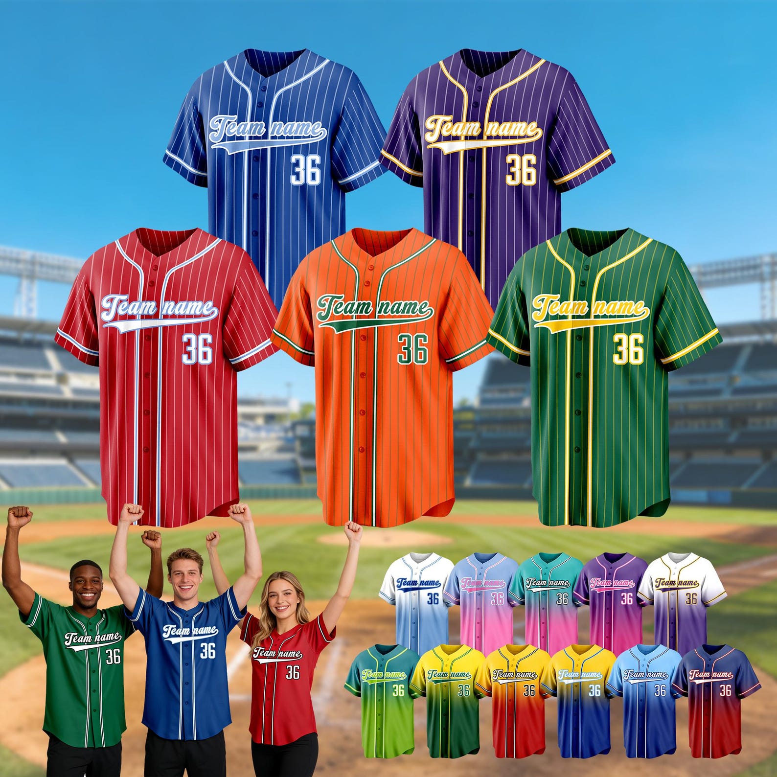 Custom Pinstripe Baseball Jersey Personalized Stitched Baseball Shirt ...