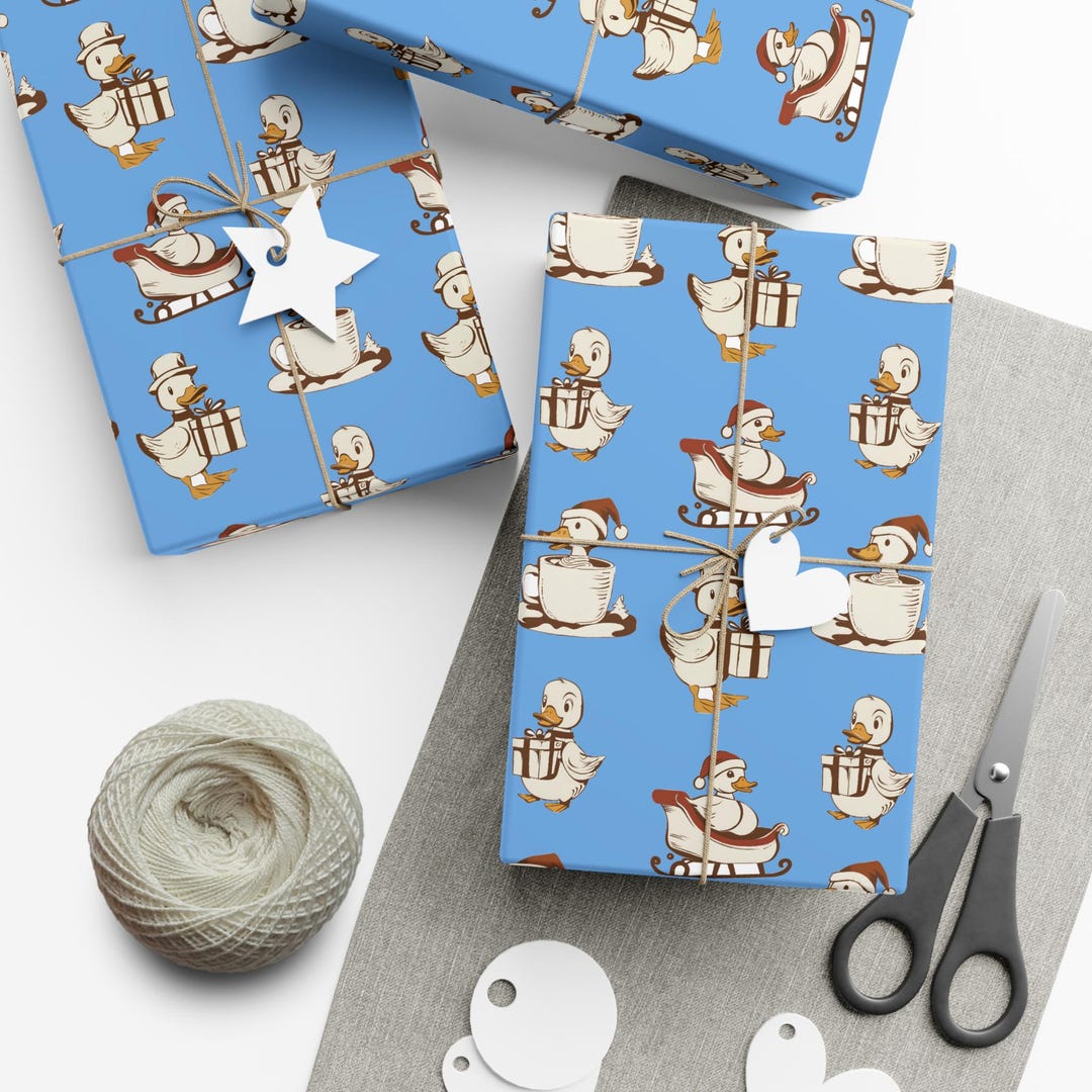 Christmas Duck Themed Wrapping Paper, Holiday Gift Wrap, Festive ...