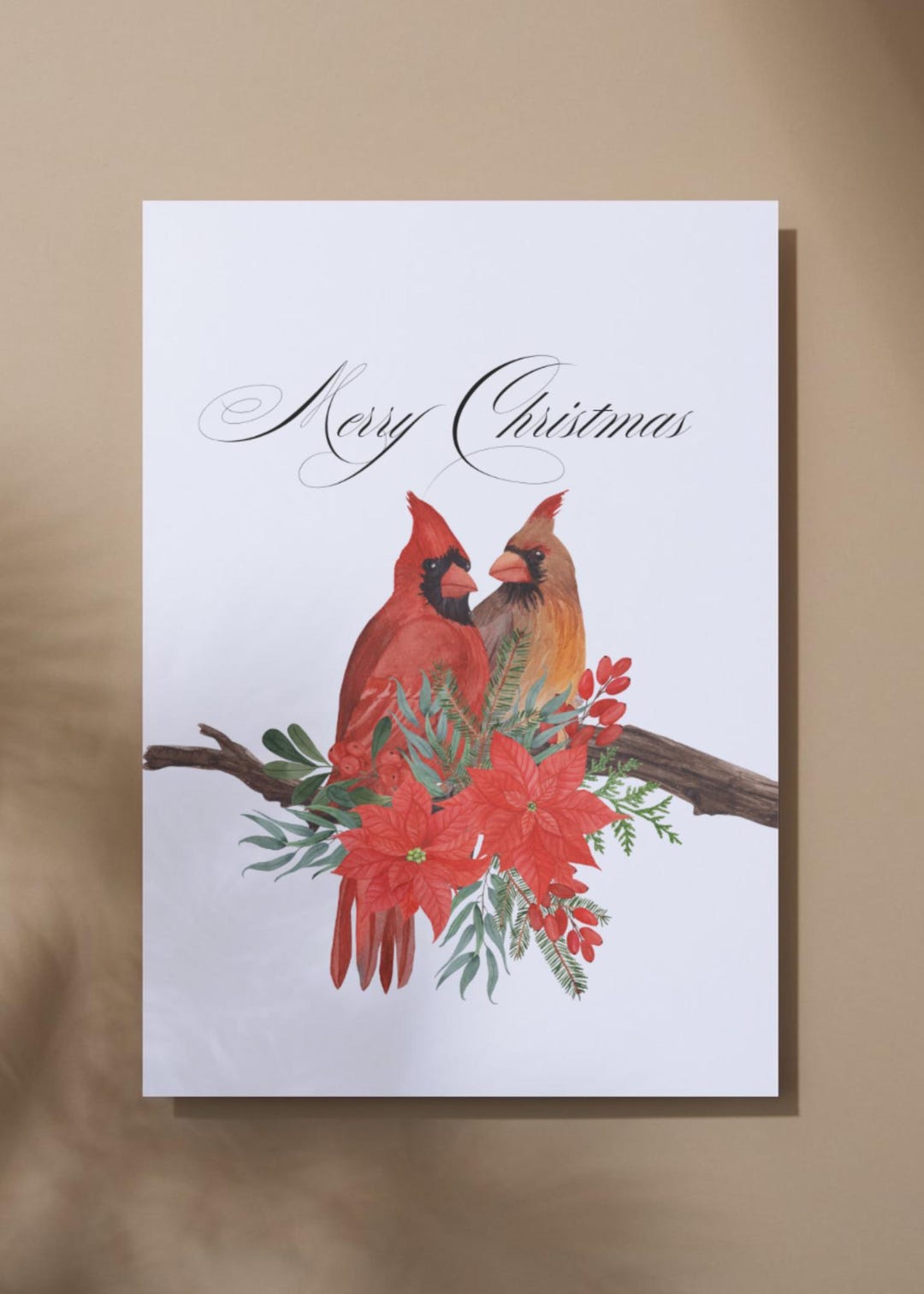Christmas Birds, Christmas Card, Printable Card, Ideal Card to Give as ...