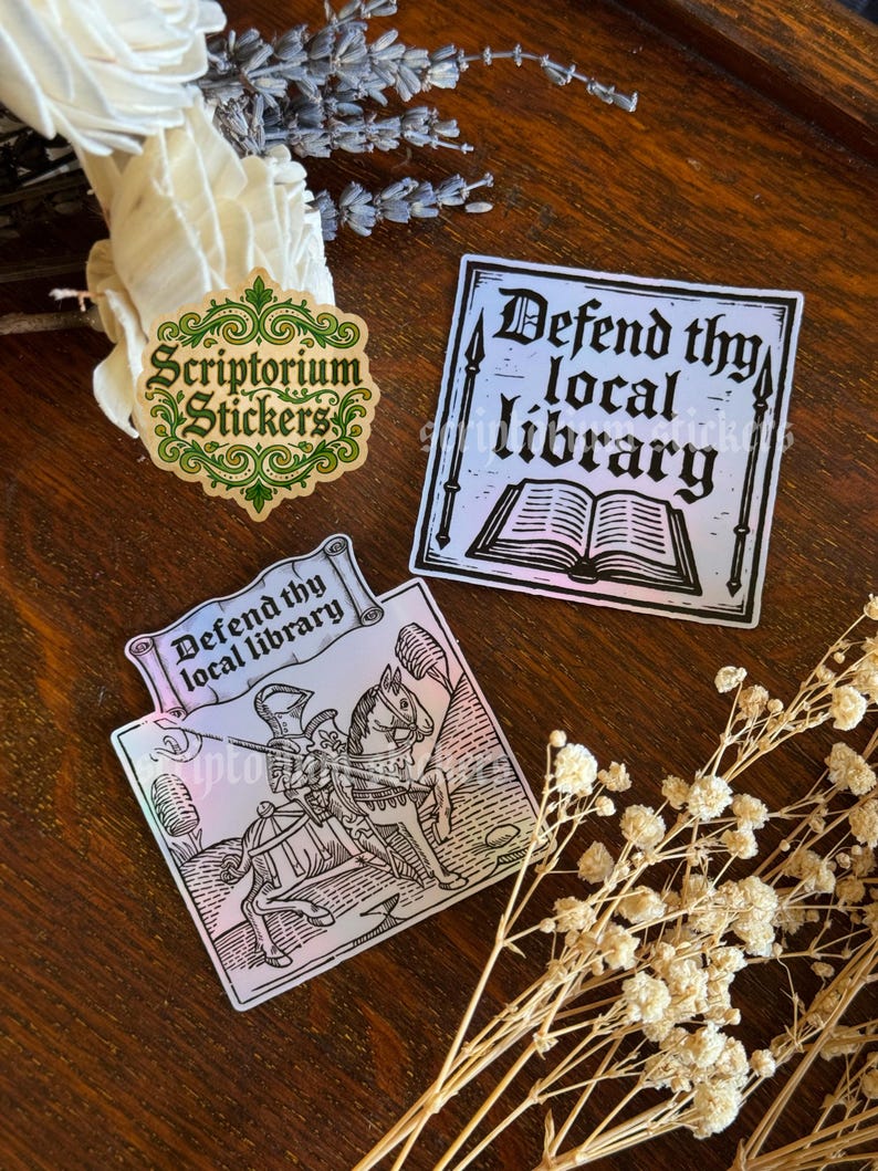 Defend Thy Local Library Medieval Sticker | Unique Gift, Medieval ...