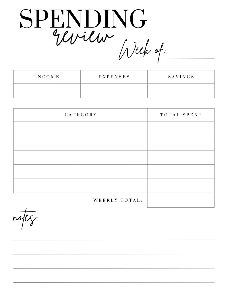 Personal Finance Printables Expense Tracker, Weekly Budget Planner ...