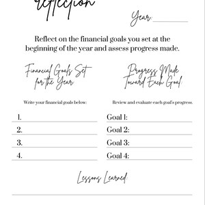 Year-end Financial Reflection Printable Yearly Financial Review ...