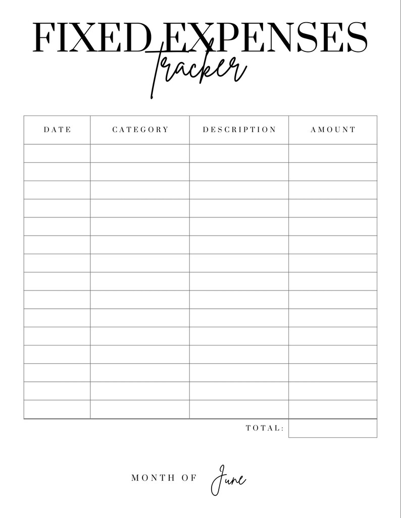 Monthly Expense Log Printable | Track Fixed & Variable Expenses With ...