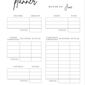 Printable Monthly Budget Planner Personal Finance Tracker PDF Download ...