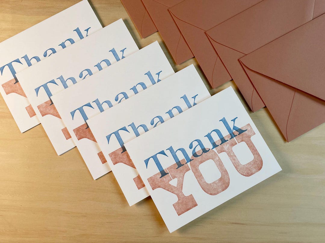 Antique Wood Type Thank You Cards Handcrafted Nostalgic Design - Etsy
