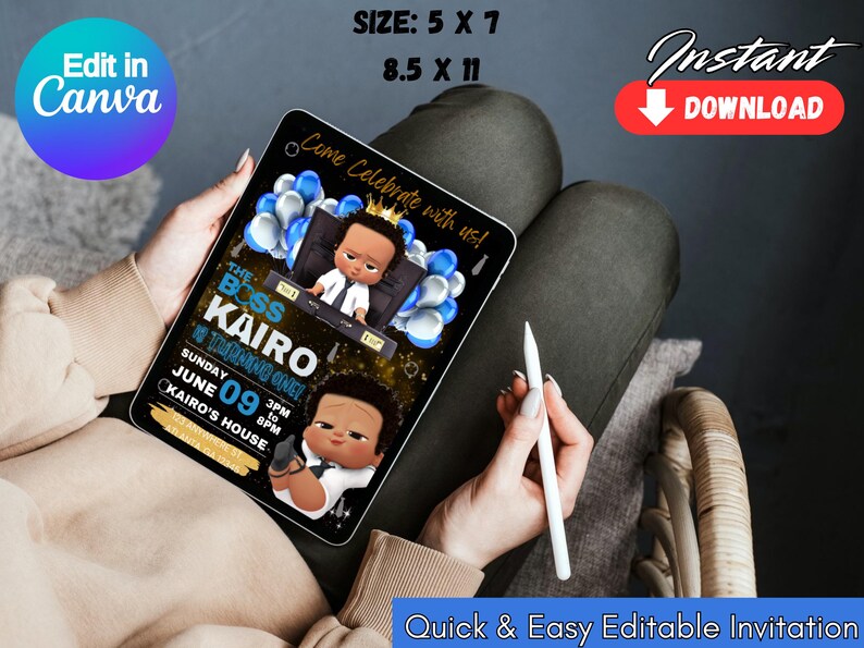Editable Baby Boss Birthday Invitation | Boss Baby Party Invite ...