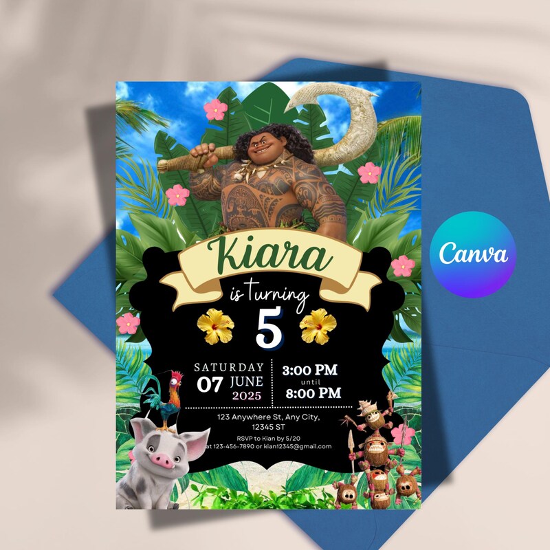 Moana Invitation - Etsy