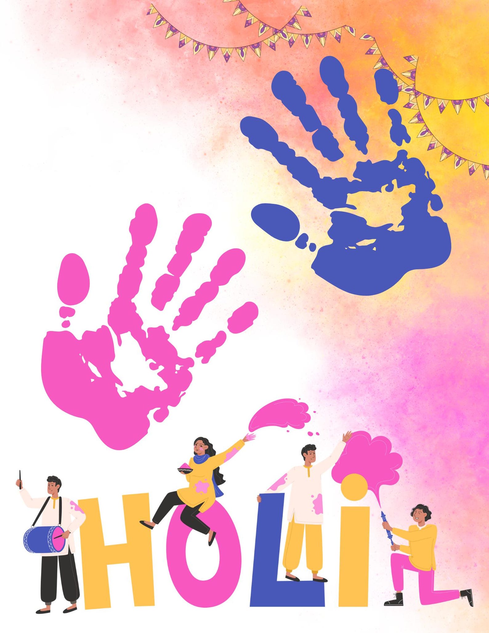 Holi Handprint Craft - Etsy