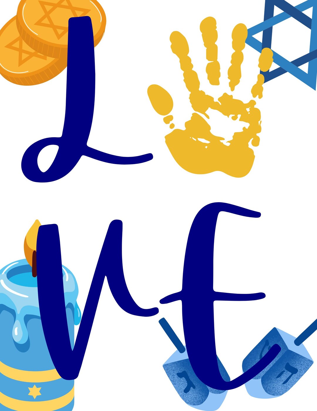 Hanukkah Love Handprint Craft - Etsy