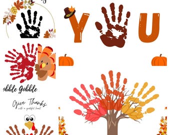 Printable Thanksgiving Handprint Bundle, School Craft, Keepsake Gift ...