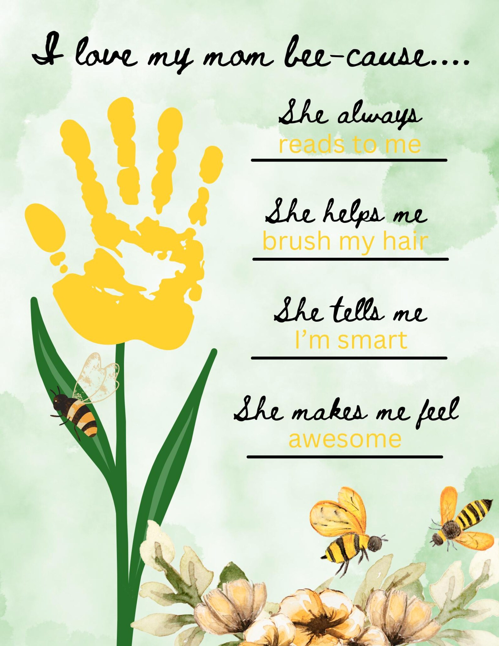 Mothers Day Handprint Crafts - Etsy