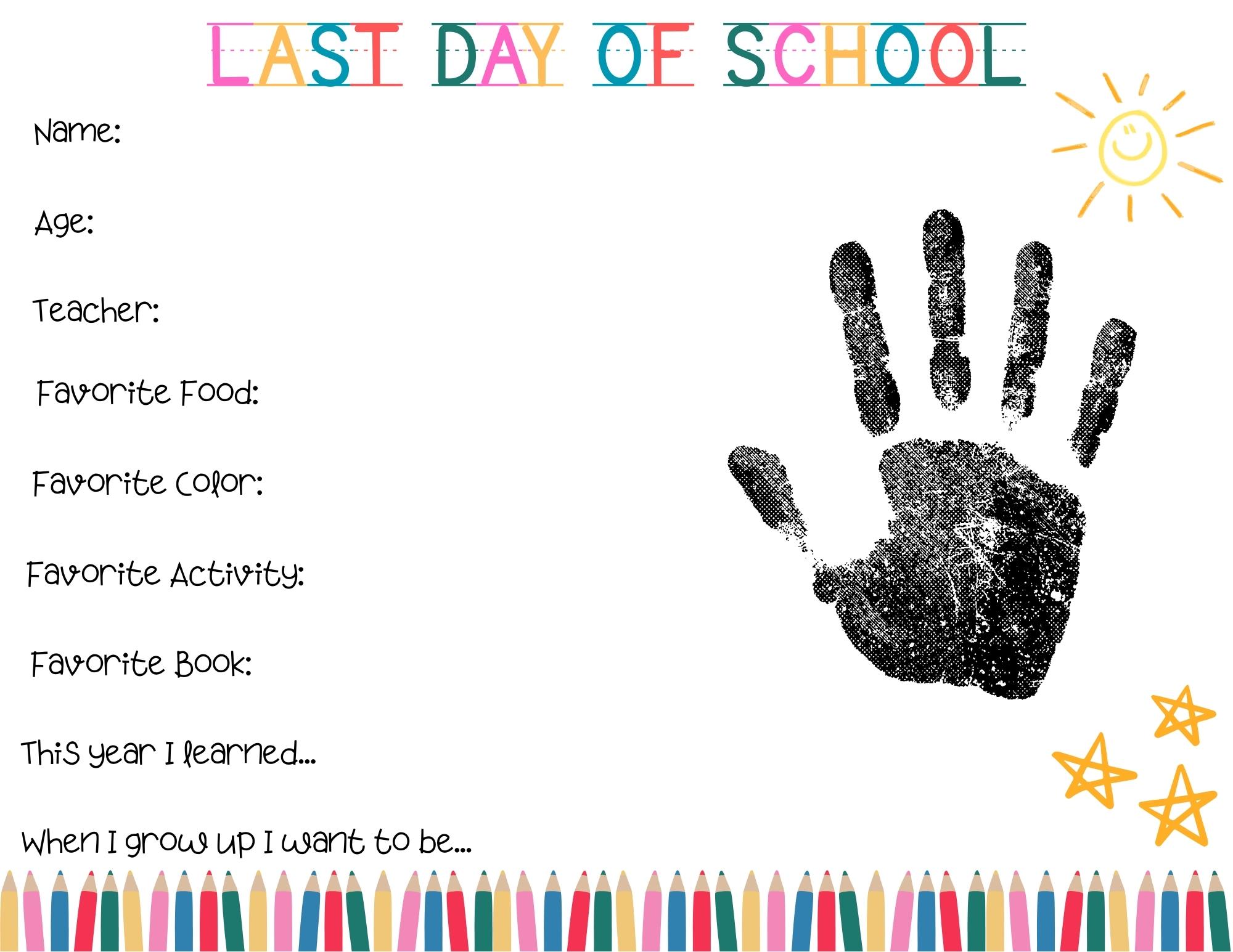 Last Day of School / Graduation Handprint Craft - Etsy