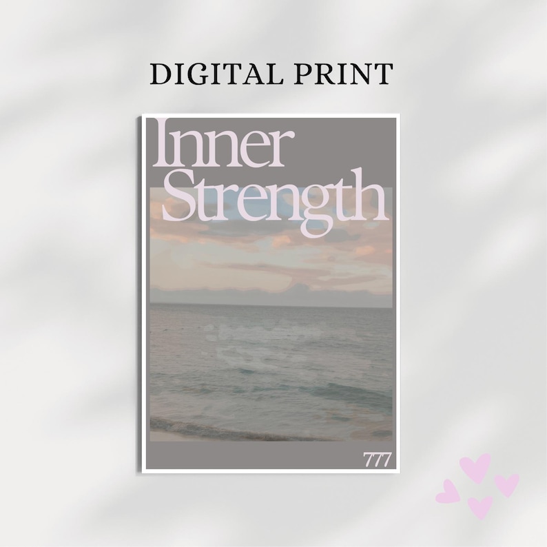 Inner Strength 777 Print | Angel Numbers Poster | Pastel Wall Art ...