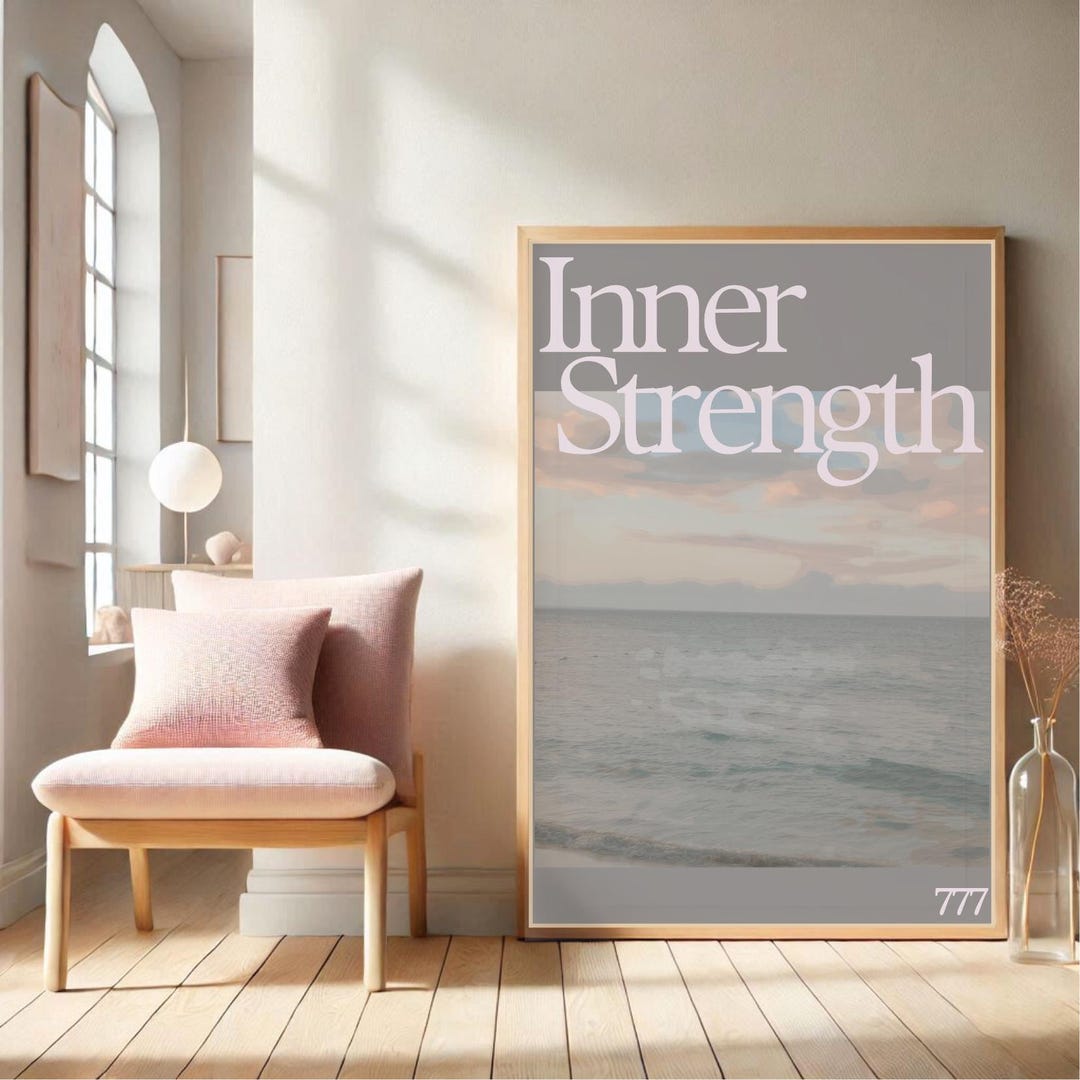 Inner Strength 777 Print | Angel Numbers Poster | Pastel Wall Art ...