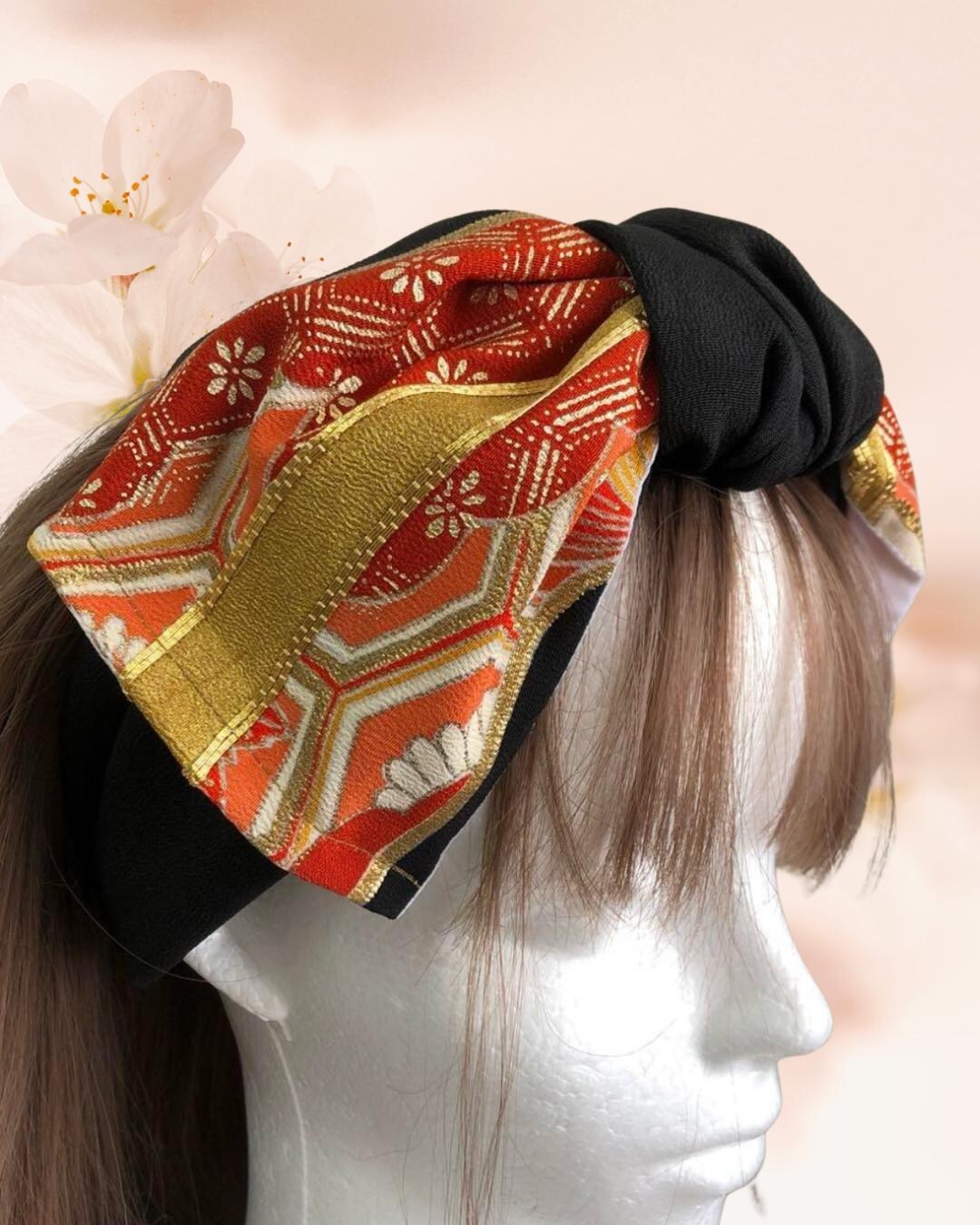 Japanese Kimono Remake | Kimono Turban | Hair Accessory | Turban | Red ...