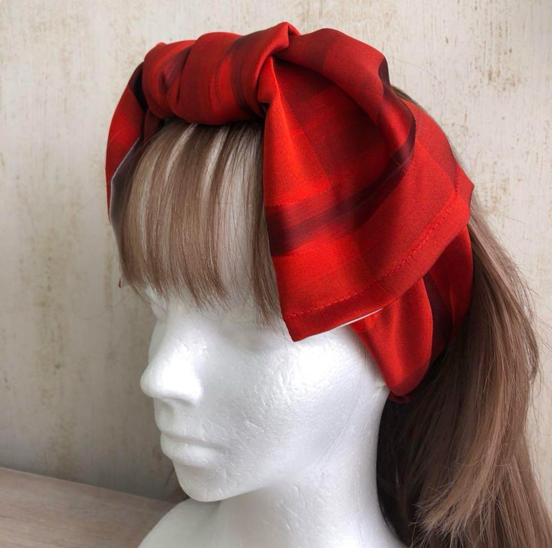 Japanese Kimono Remake | Kimono Turban | Hair Accessory | Turban | Red ...