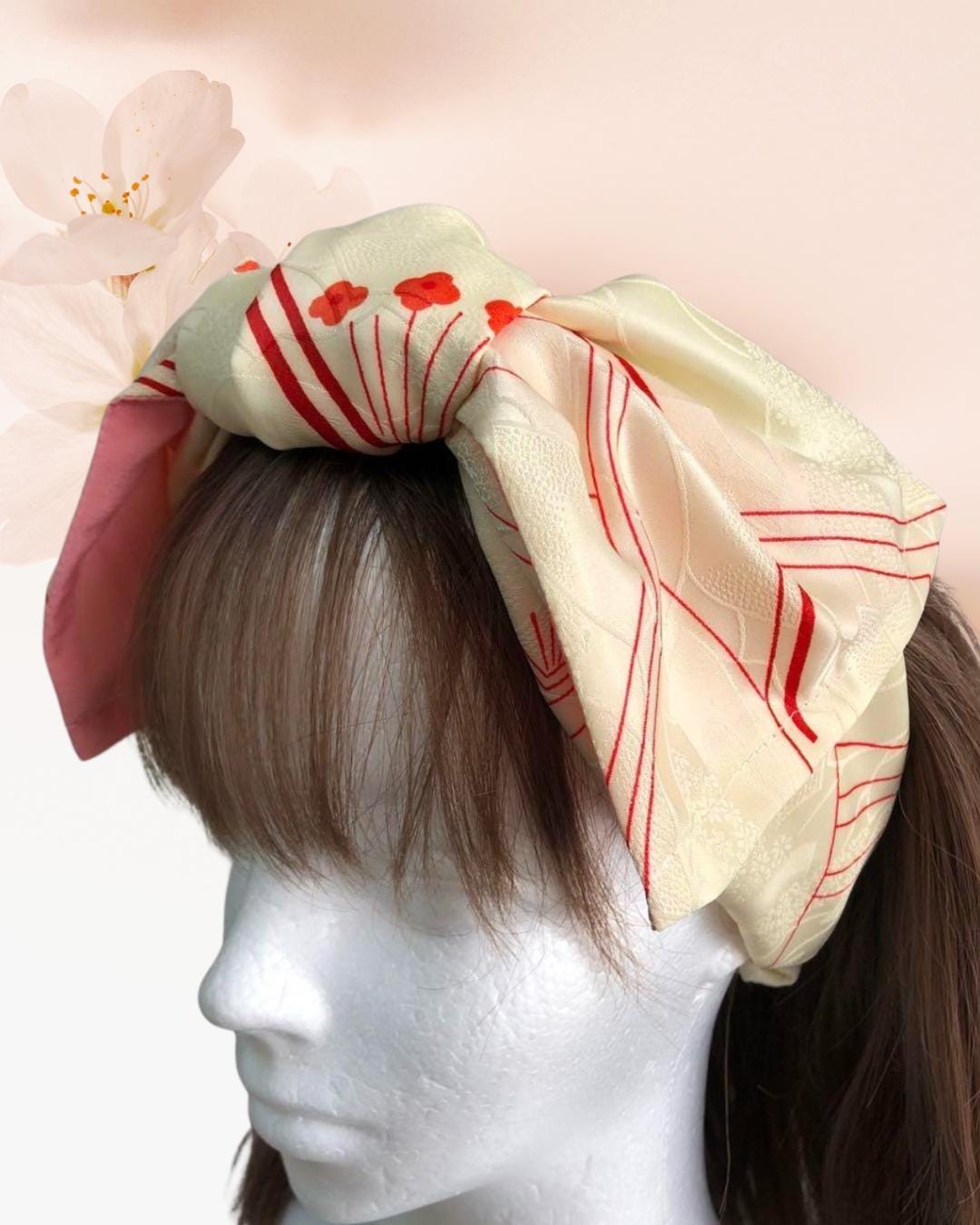 Japanese Kimono Remake | Kimono Turban | Hair Accessory | Turban | Red ...