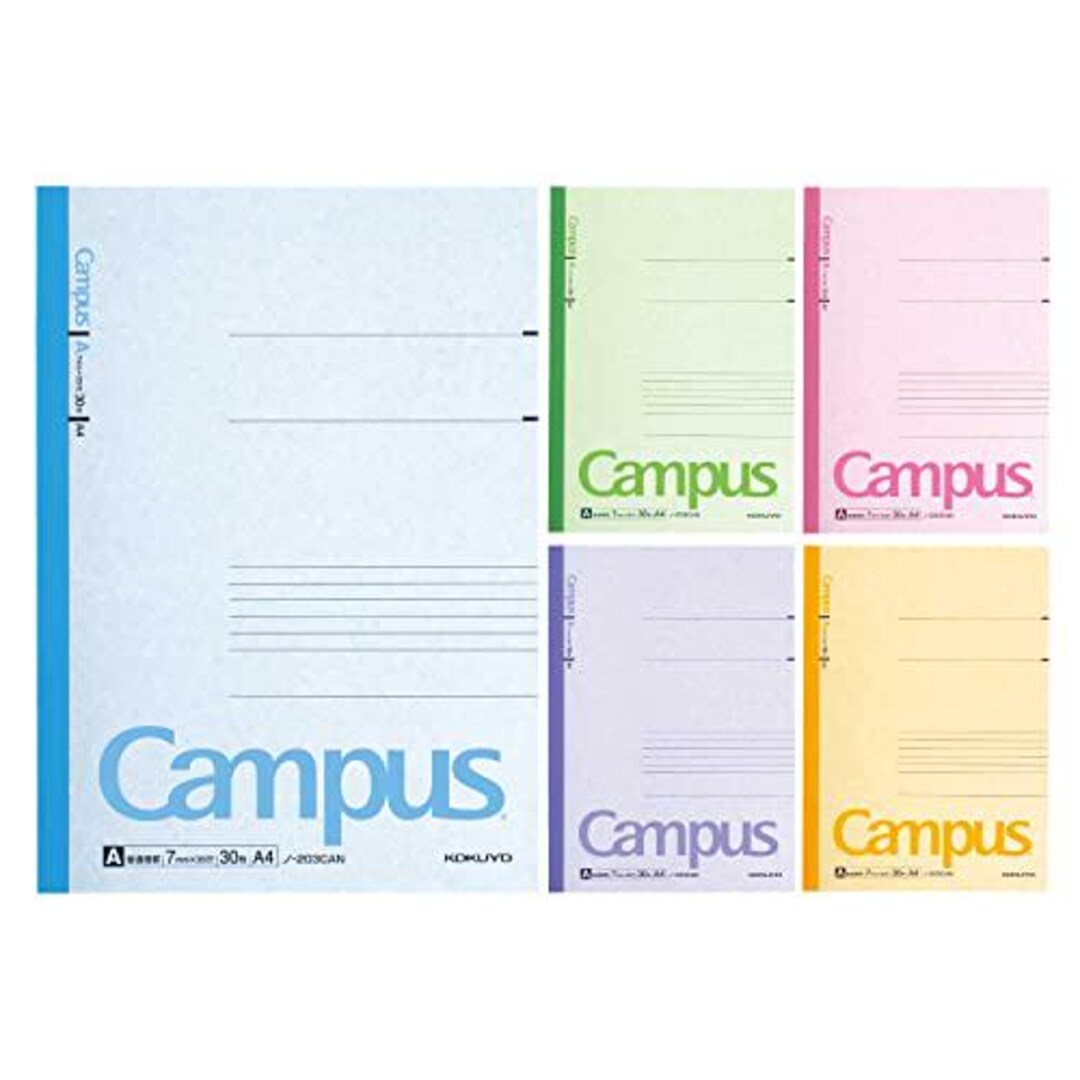 KOKUYO Notebook Campus Notebook A4 Color Cover 5 Color Pack A-line ...