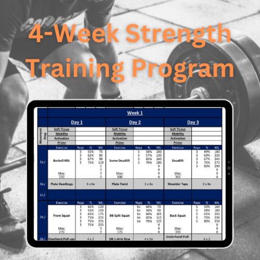 4-week Strength Training Program - Etsy