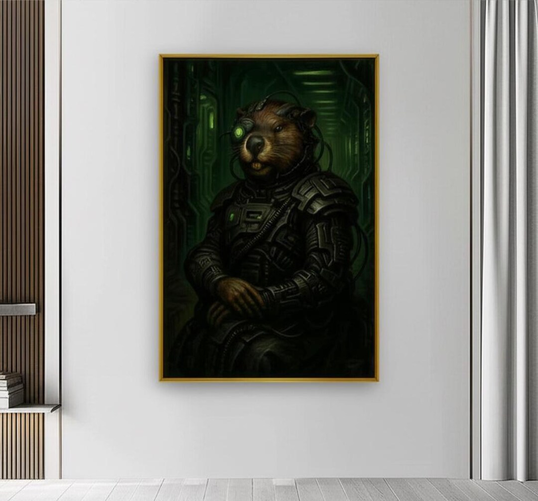 Cybernetic Borg Beaver Wall Art Printable — Sci-fi Animal Portrait ...